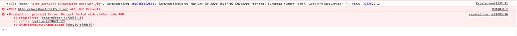 400 error on uploading a file (Axios Post) - Frontend-Vue - Strapi Community Forum