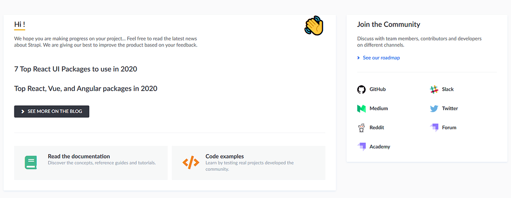Customize the dashboard / welcome page - Questions and Answers - Strapi Community Forum