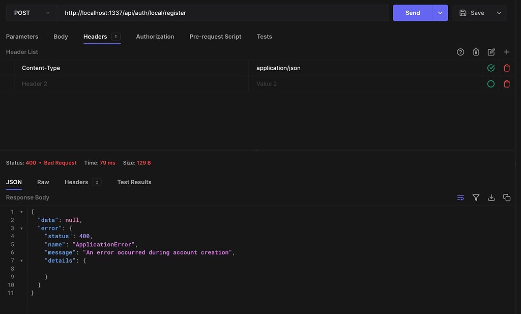 Error calling the register API endpoint - Questions and Answers - Strapi Community Forum
