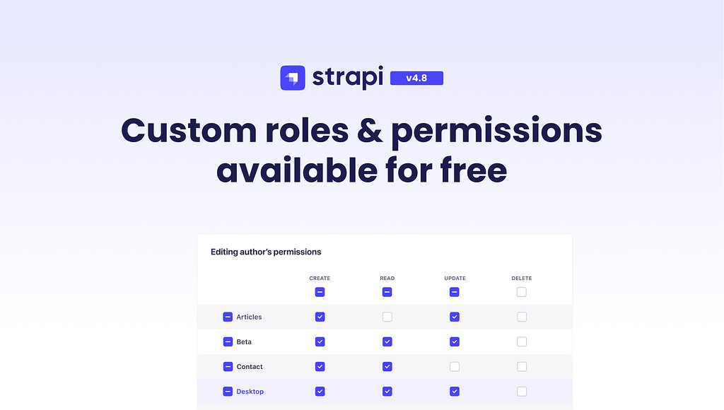 RBAC available in Community Edition for free in Strapi v4.8 - News - Strapi Community Forum