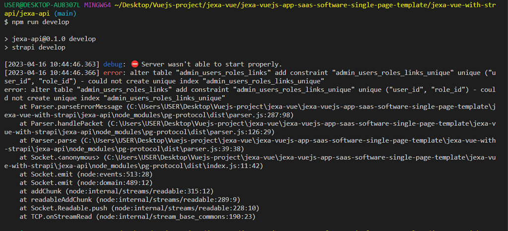 Debug: ⛔️ Server wasn't able to start properly - Strapi Backend ...