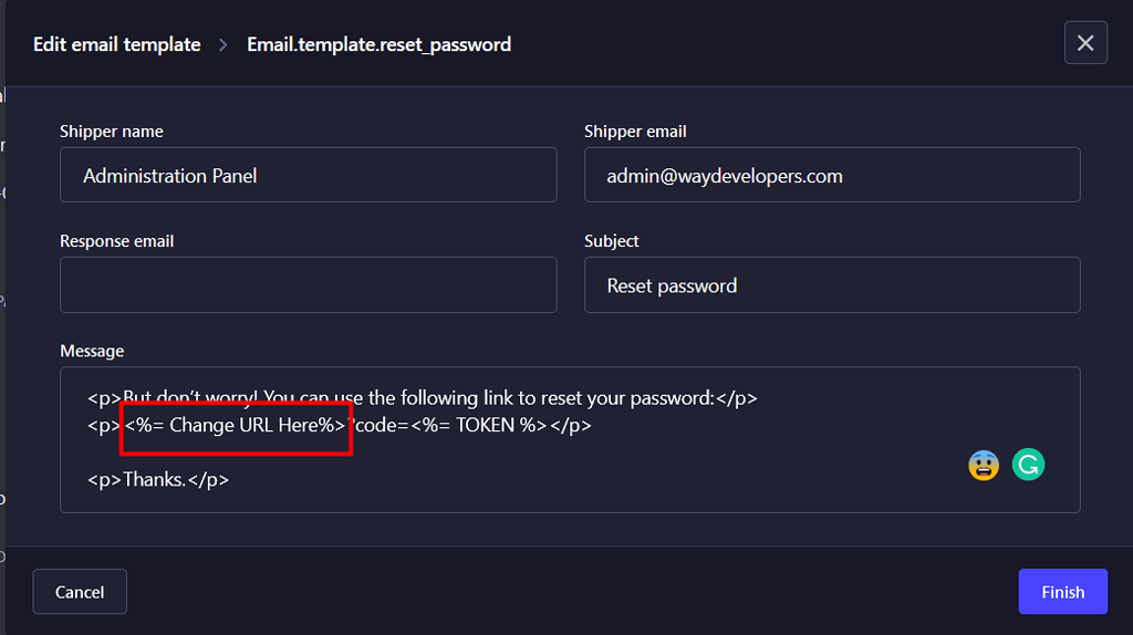 Forget Password Email to receive data from the Forget Password Request API - Questions and ...