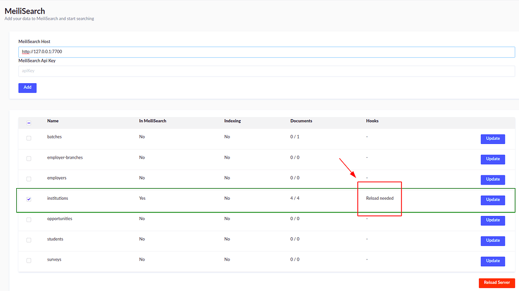 Update hook not getting set up for Meilisearch - Strapi Backend - Strapi Community Forum