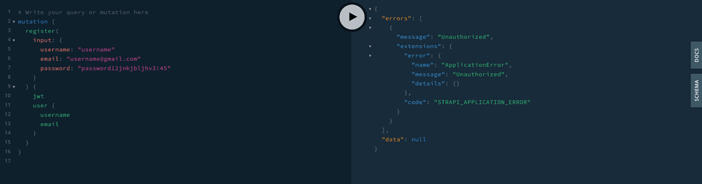Unauthorized register user with GraphQL - Questions and Answers - Strapi Community Forum