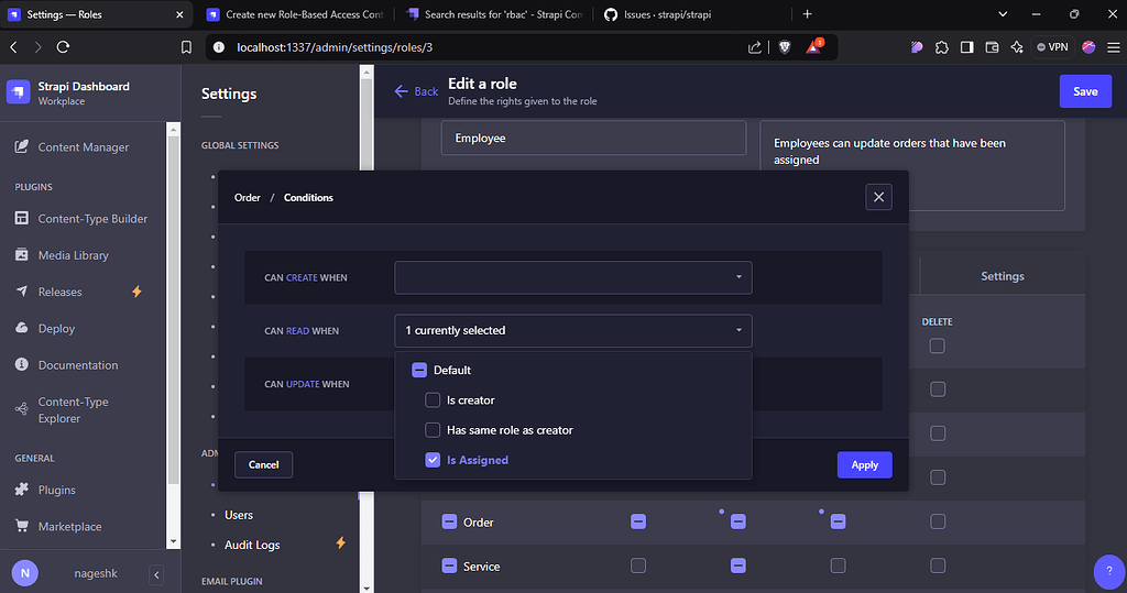 Strapi v4: Collection fields are empty after applying custom RBAC condition - Questions and ...