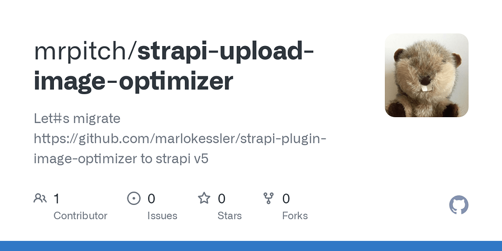 Strapi v5 - plugin migration https://github.com/marlokessler/strapi-plugin-image-optimizer ...