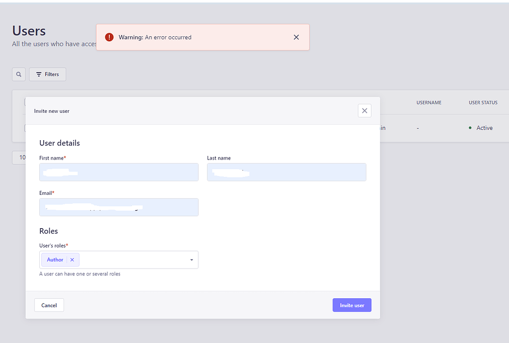 Can not create user for admin panel - Error - General - Strapi Community Forum