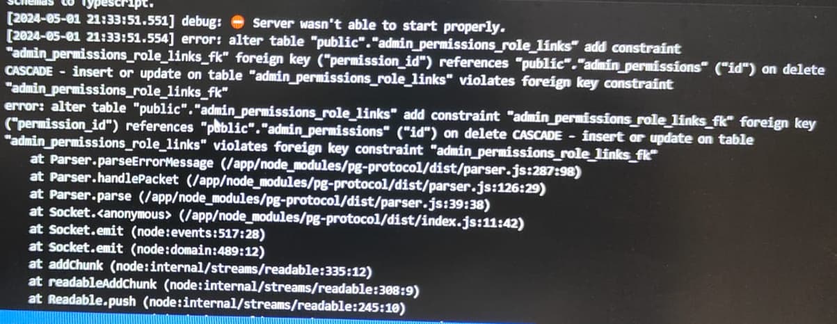 Strapi Server When Deployed Using Docker Container Stops With Errors Even Though It Works Great